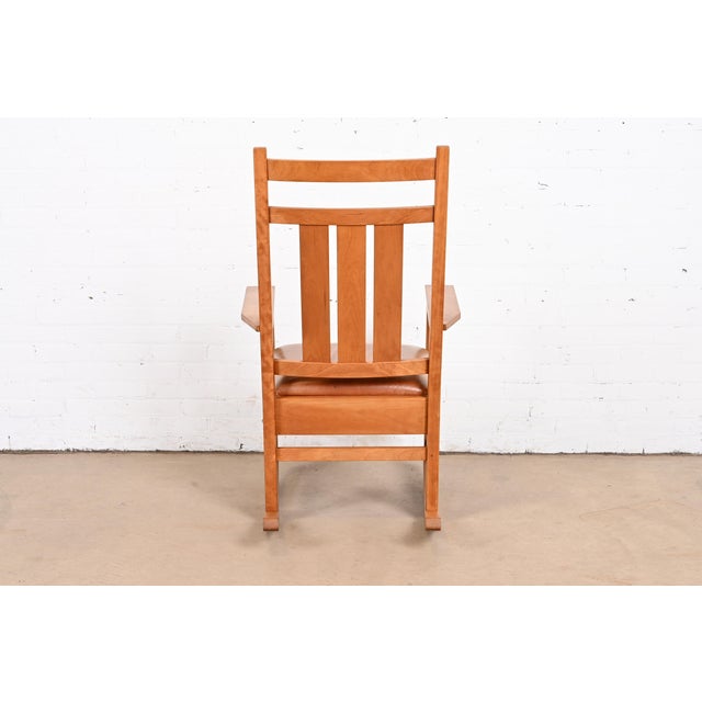 Stickley Harvey Ellis Collection Inlaid Cherry Wood and Leather Arts ...