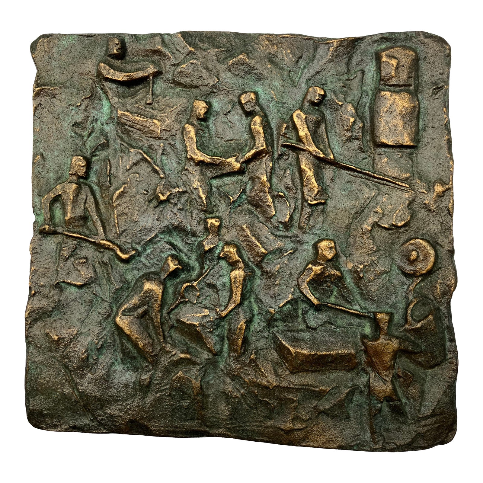 1960’s Roperwerk Bronze Relief Plaque Factory Foundry Workers | Chairish
