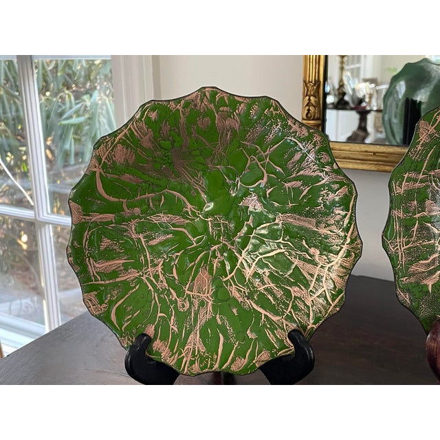 Art Nouveau Enamel on Copper Plates, Set of 3 | Chairish