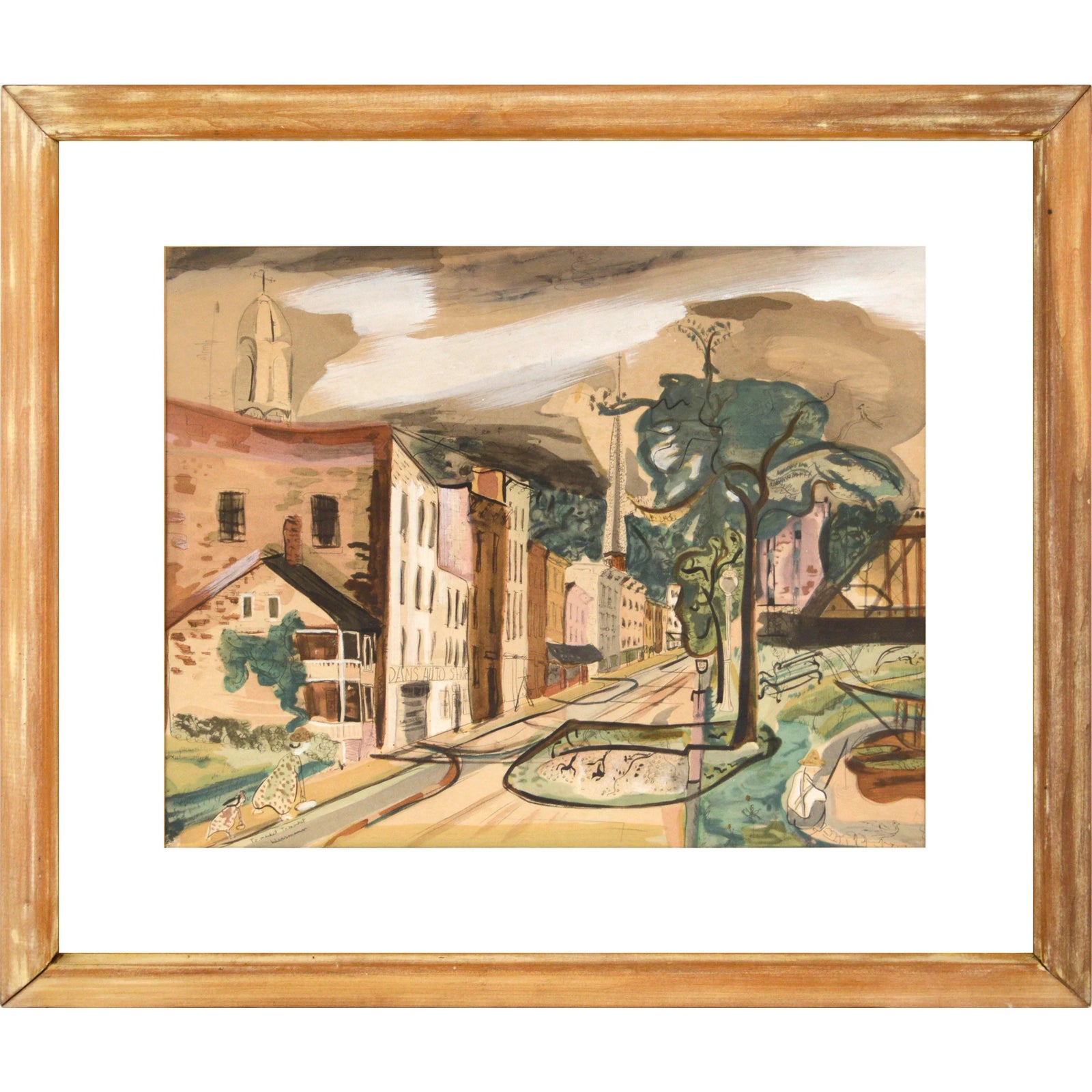 Early 20th Century "To Market to Market" Figurative Brooklyn Cityscape ...