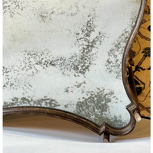 Eglomise Mirrored and Gilded Iron Faux Bois Coffee Table | Chairish