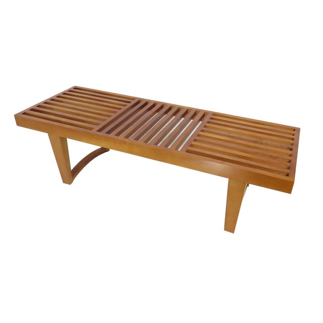 Modern George Nelson Style Slatted Teak Bench | Chairish