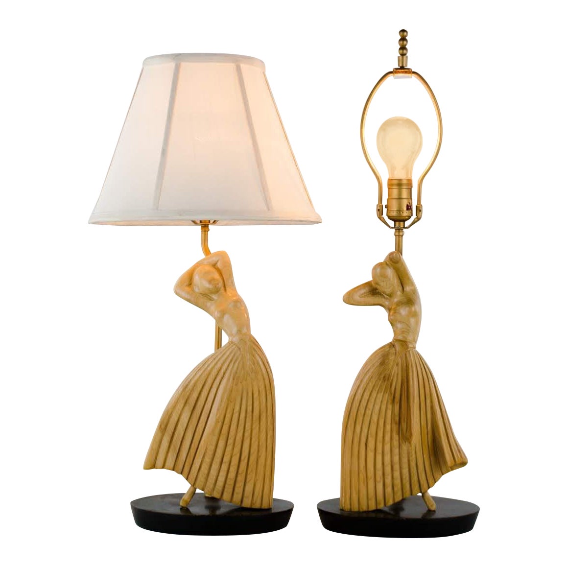 Modernistic Female Sculpture Table Lamps - a Pair | Chairish