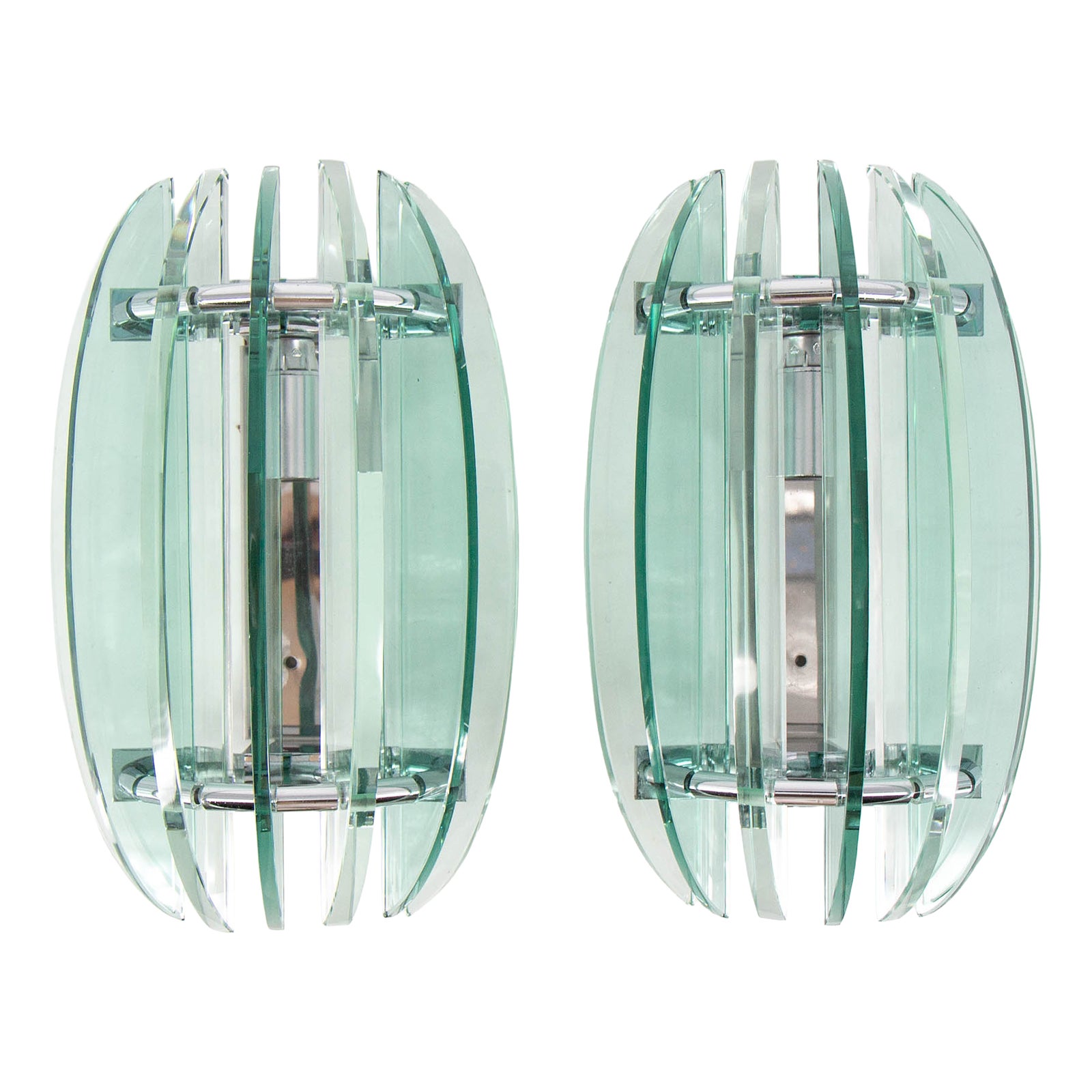 Glass Wall Lamps by Veca, 1970s, Set of 2 | Chairish