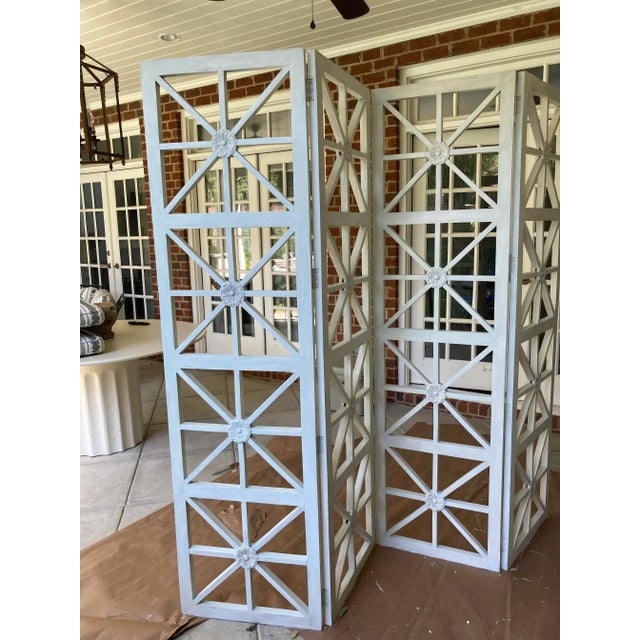 20th Century Wood Rosette Fretwork Screen | Chairish