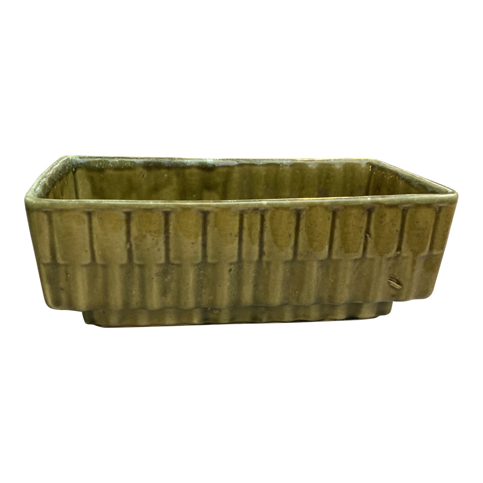 Mid-Century Cookson Pottery Green Ceramic Planter | Chairish