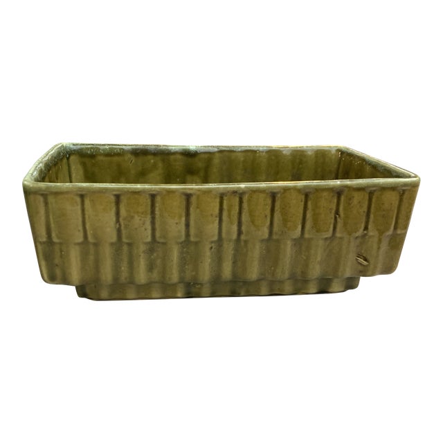Mid-Century Cookson Pottery Green Ceramic Planter | Chairish