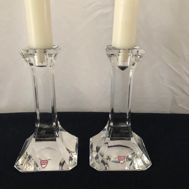 1980s Orrefors Regina Crystal Candlesticks Sweden - a Pair | Chairish