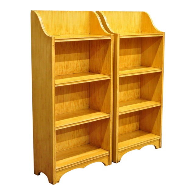 Vintage Country Small Yellow Grain Painted Wooden Primitive Bookcase ...