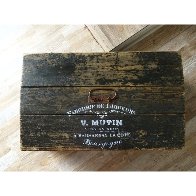 Antique Green Wood Army Chest Trunk, Storage Box | Chairish