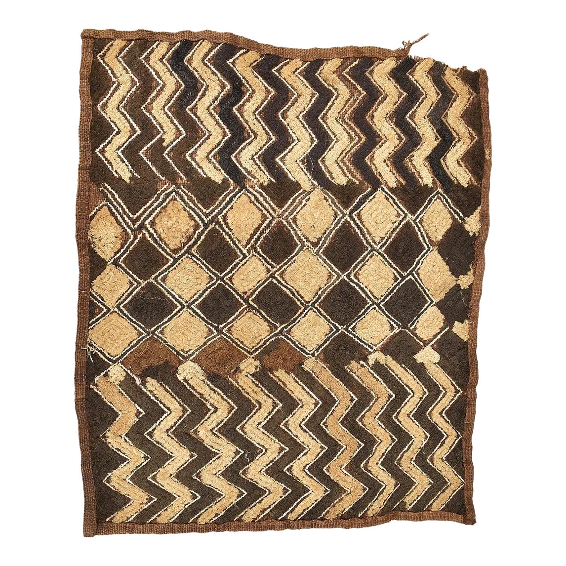 20th Century Square Kuba Raffia Textile | Chairish