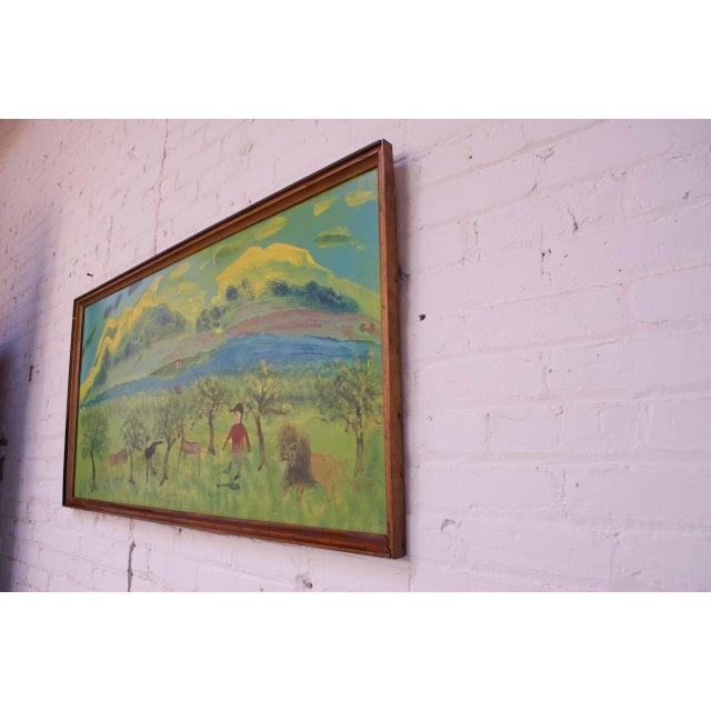 Outsider Art "Hunters" Oil and Acrylic on Panel by Bruno Del Favero ...