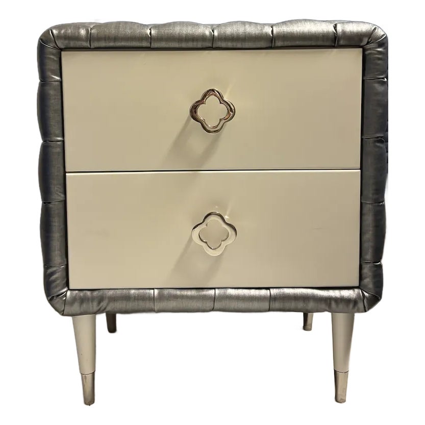 Silver Tufted Nightstand, Designed by ZoyaB | Chairish
