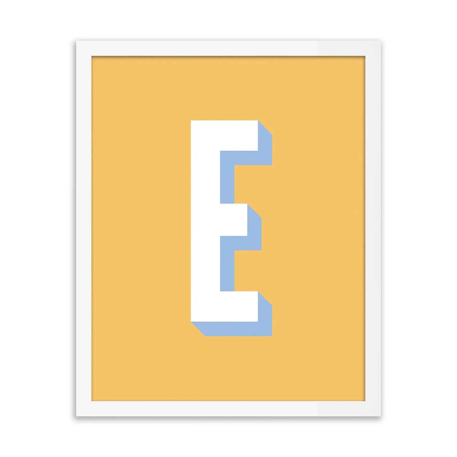Alphabet Series in Yellow, Letter E by Pencil & Paper in White Frame ...