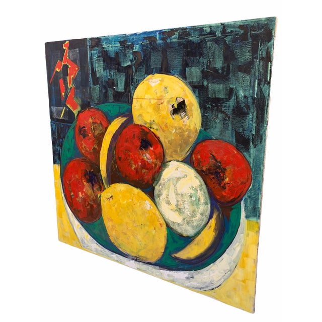 Mid 20th Century Cubist Style Fruit Still Life Painting by Leon Collard ...