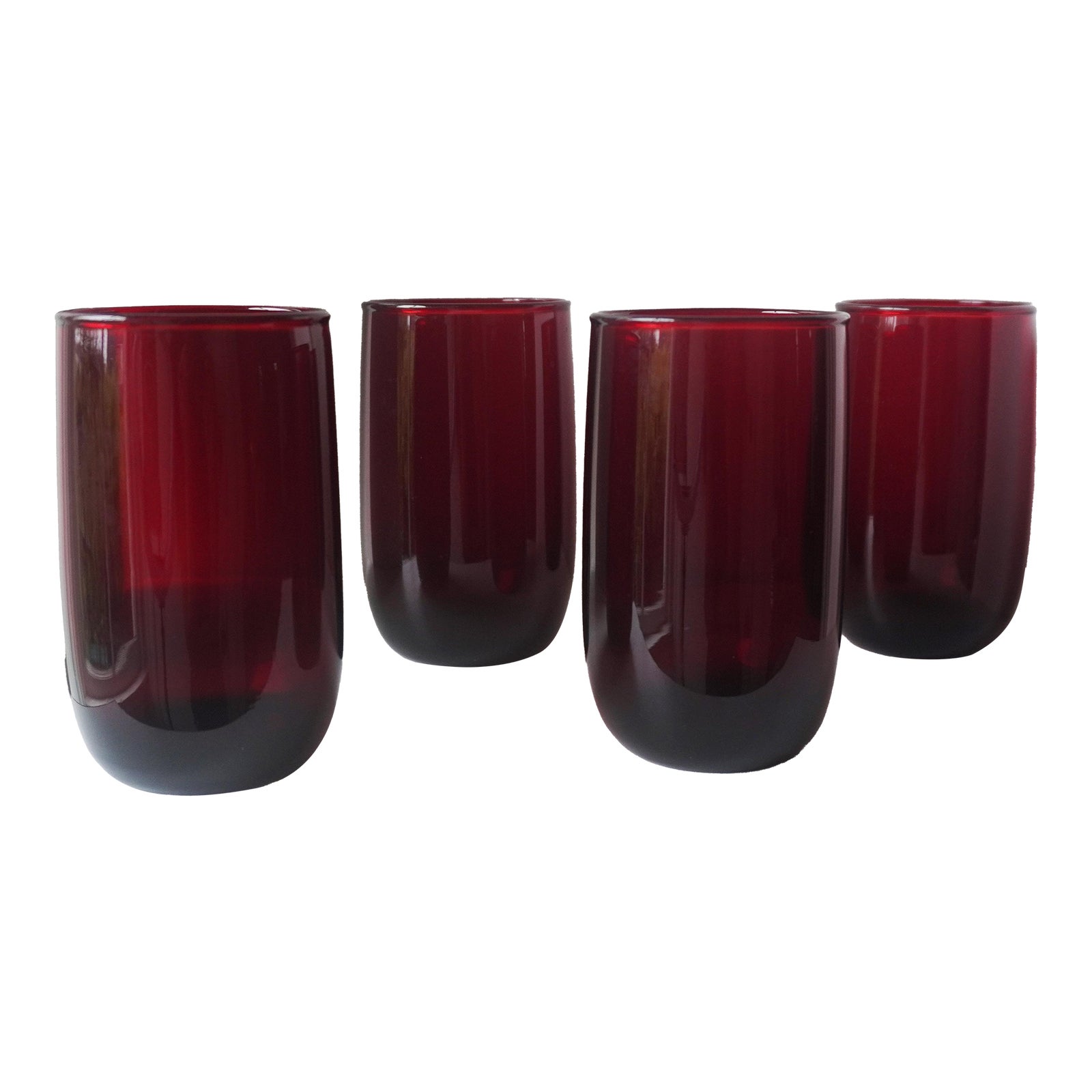 1950s-70s Hand-Blown Ruby Red Tumblers- Set of 4 | Chairish
