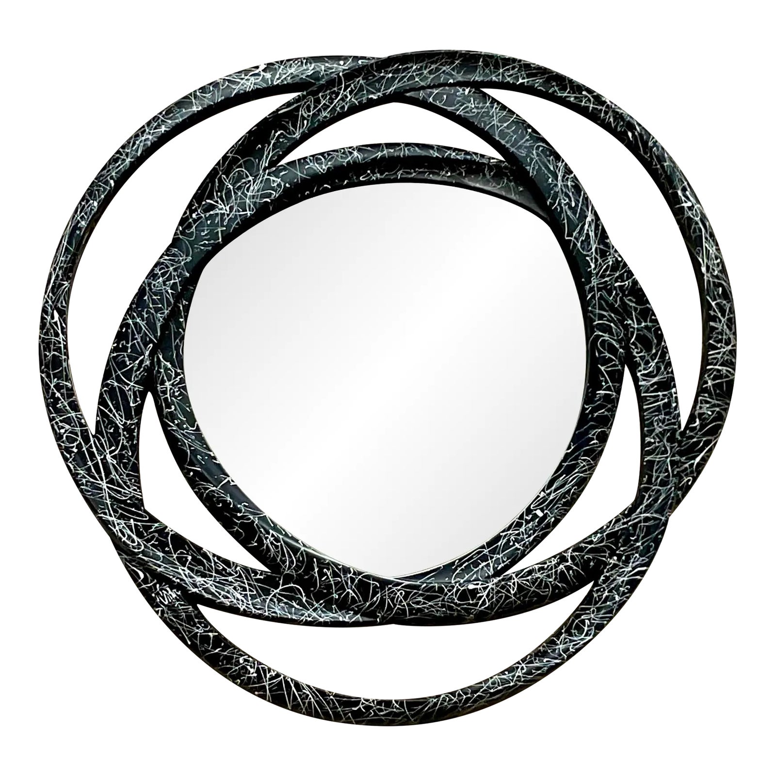 Vintage 80s Monumental Splatter Paint Rings Mirror | Chairish