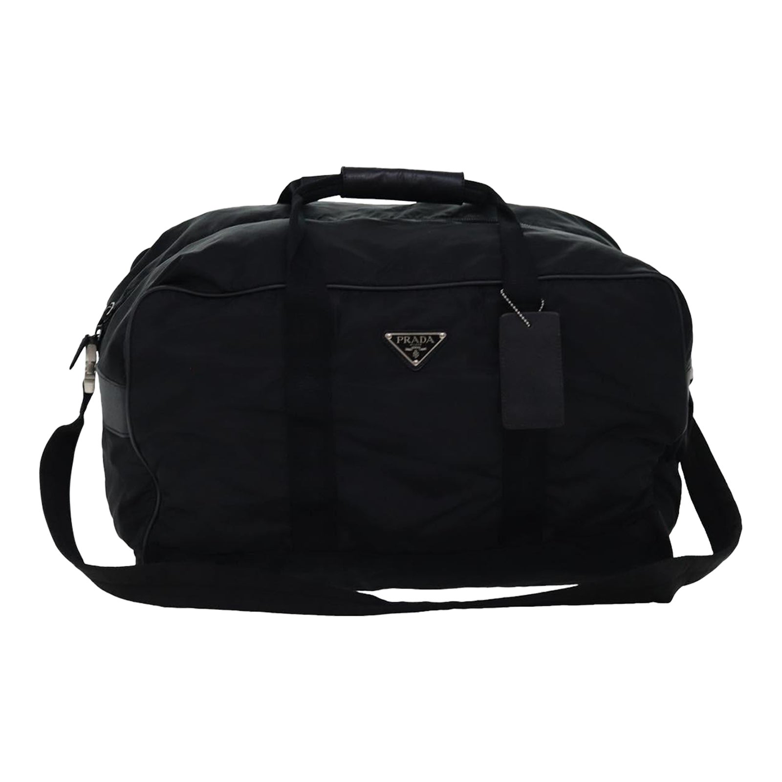 Prada Boston Bag Nylon 2Way Black Auth 76660 | Chairish