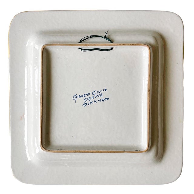 Late 20th Century Italian Deruta Gialletti Giulio Square Plate | Chairish