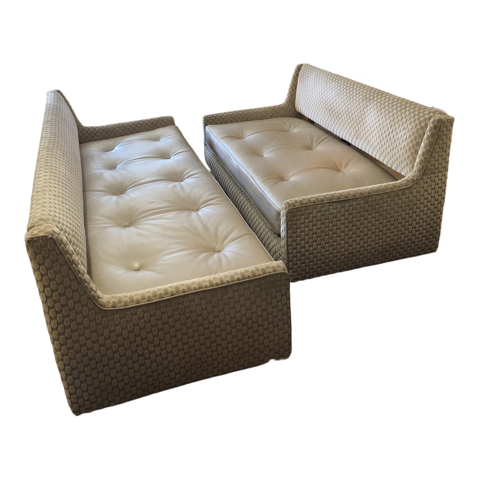 Mid Century Modern Dunbar Open Back Sofas Newly Upholstered - Set of 2 ...