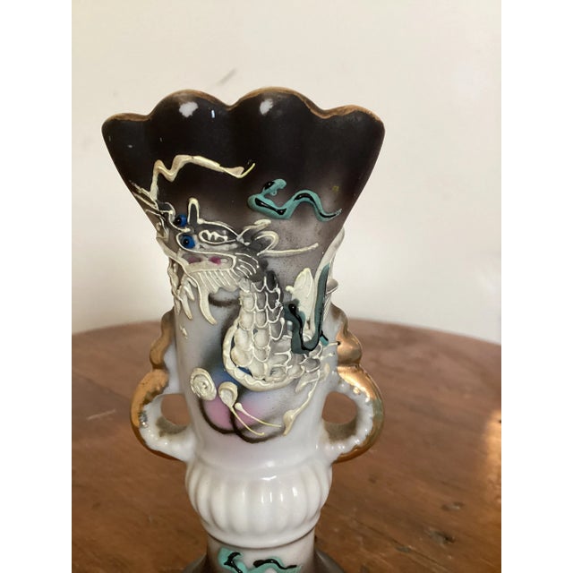 Vintage Japanese Porcelain Moriage Dragonware Petite Vase Dragon | Chairish