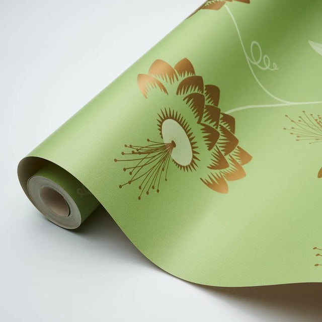 Schumacher x Neisha Crosland Merlin Wallpaper in Plough Green | Chairish