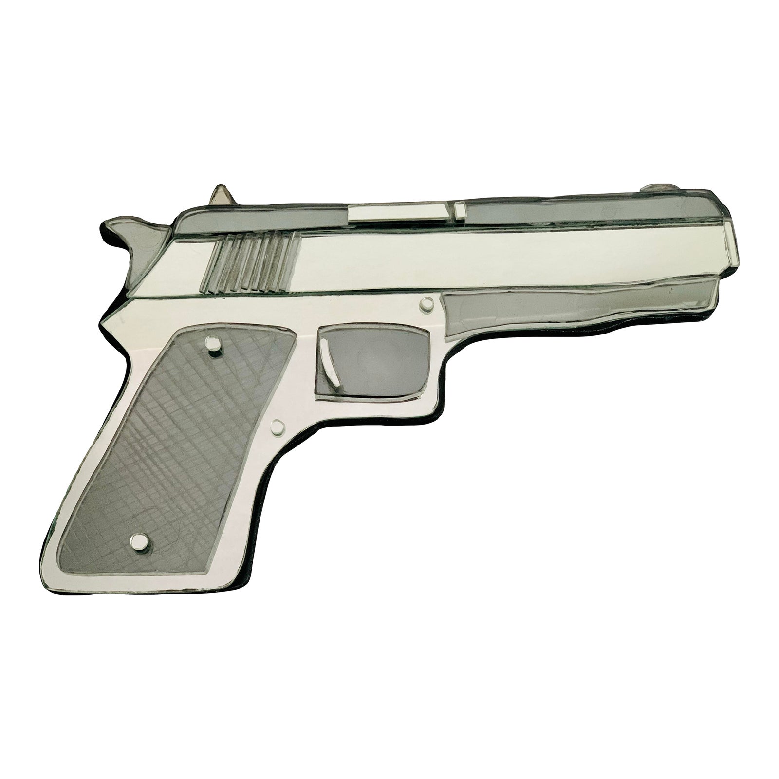 One-of-a-Kind ‘Tarantino-Esque’ 1970s Mirrored Gun, Crosshatched Etched ...