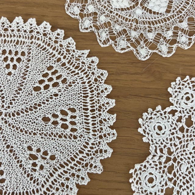 Collection of Antique Handmade Belgian Lace Snowflake Doilies- Set of 8 ...