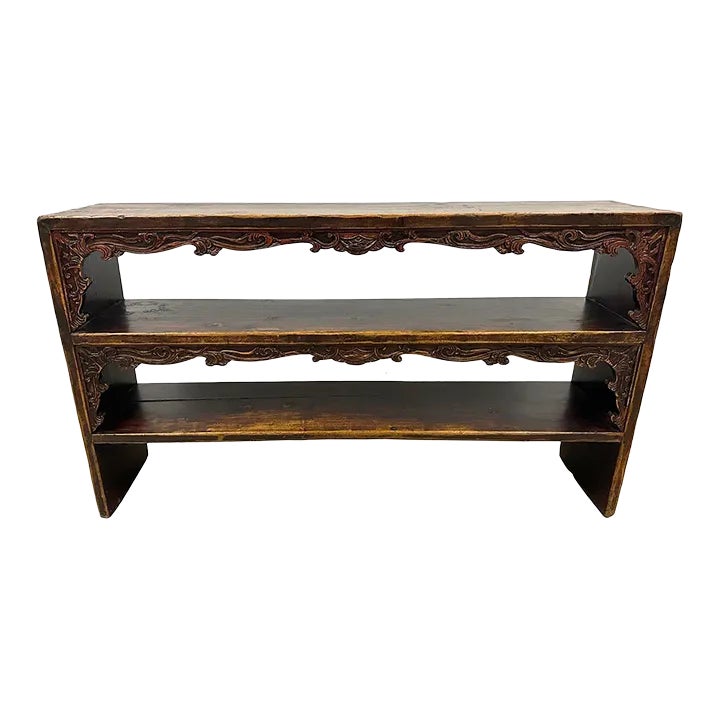 19th Century Antique Chinese Carved Display Shelf | Chairish