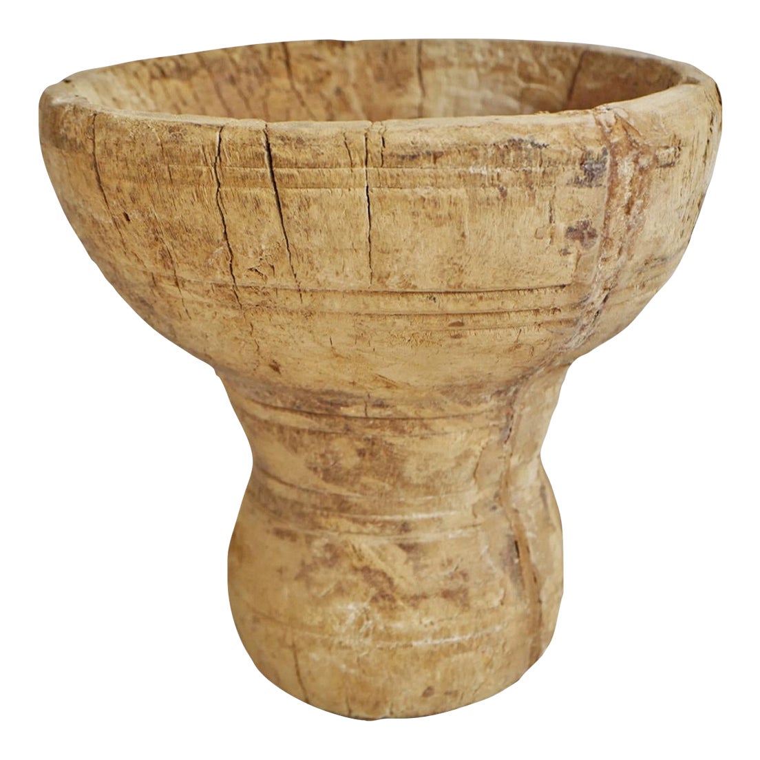 Vintage Old Wood India Mortar Cup | Chairish