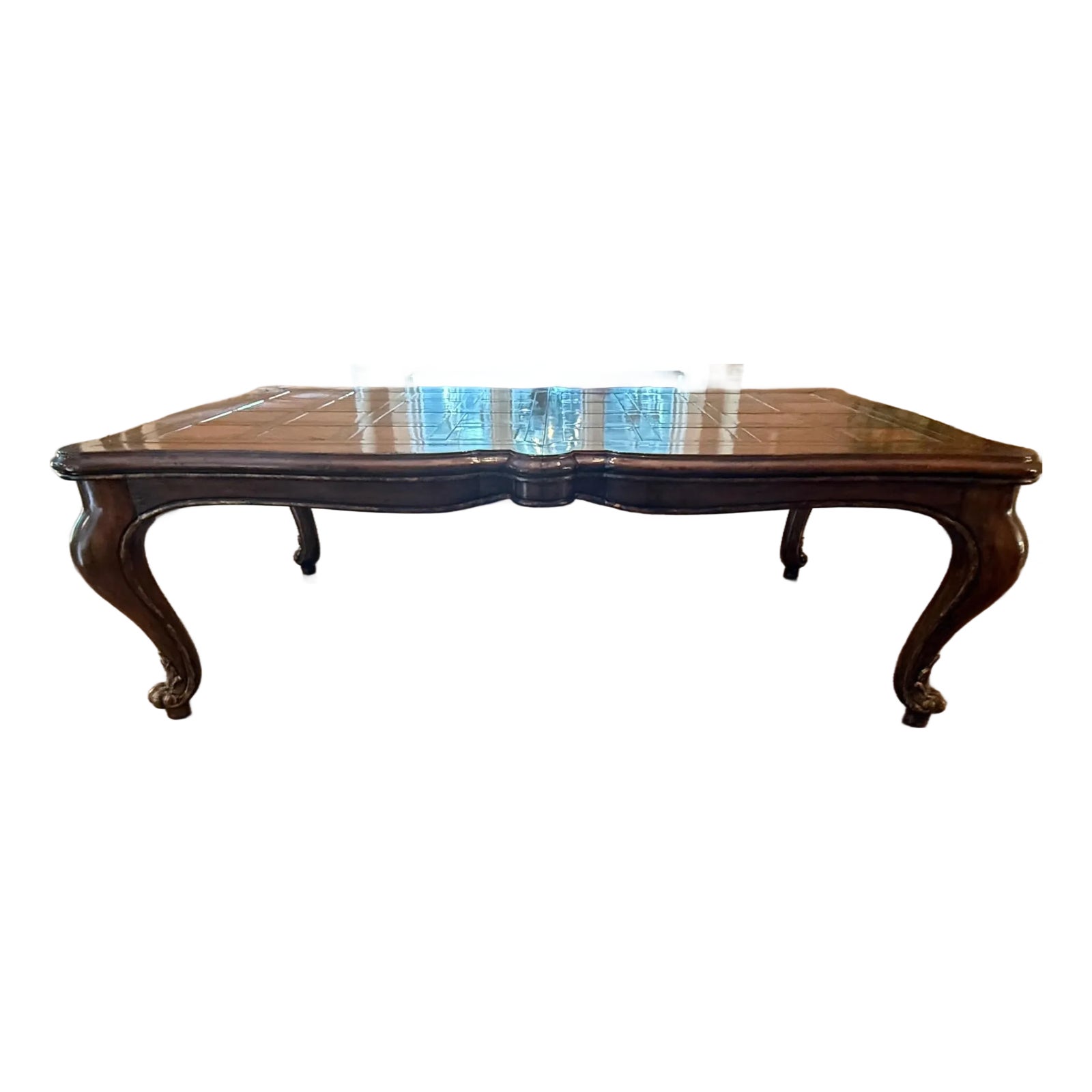 Marge Carson French Country Style Parquet Dining Table With Leaf | Chairish