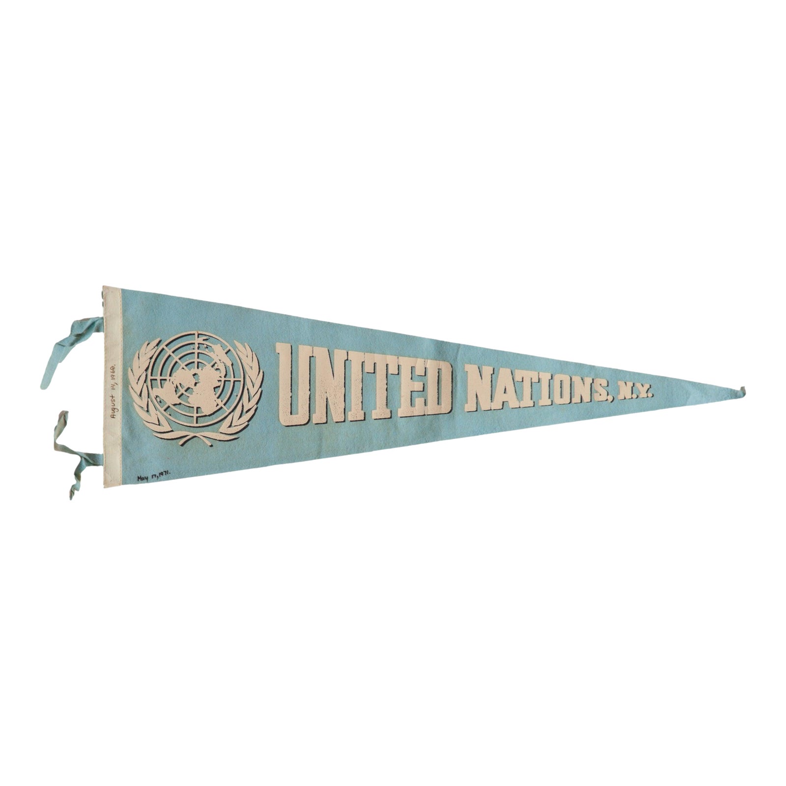 Vintage United Nations New York Felt Flag Pennant | Chairish