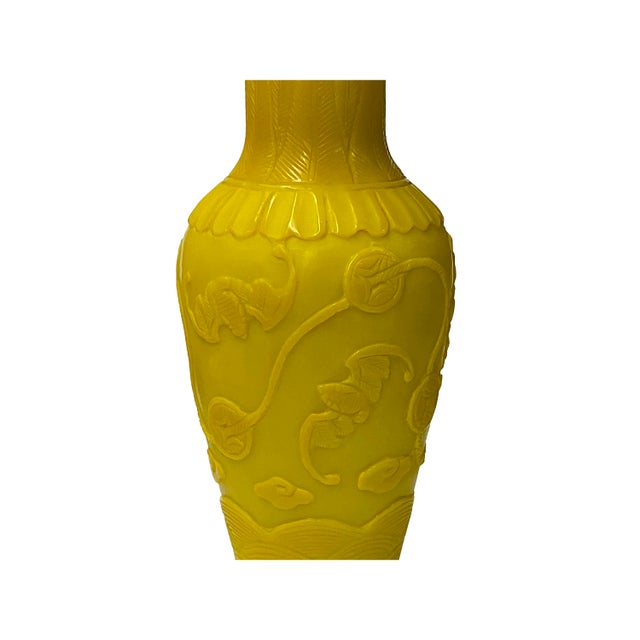Oriental Handmade Bats Coins Motifs Yellow Peking Glass | Chairish