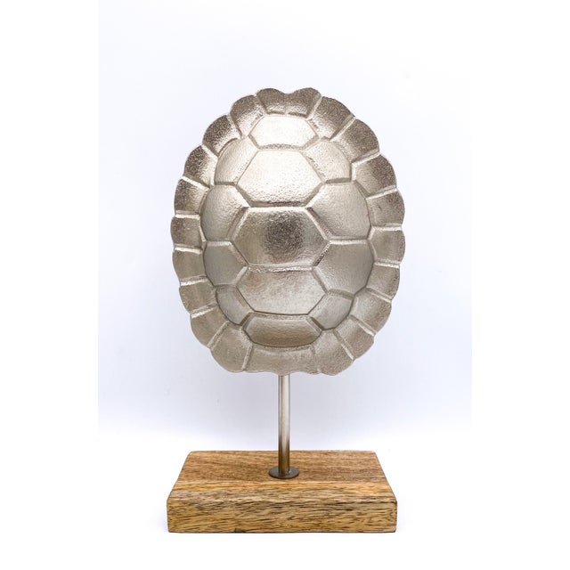 Contemporary Cast Aluminum Turtle Shells on Wood Stands- Set of 2 ...