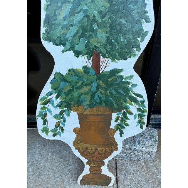 20th-C. Hand Painted French Style Trompe L’oeil Topiaries Wood Wall Art ...
