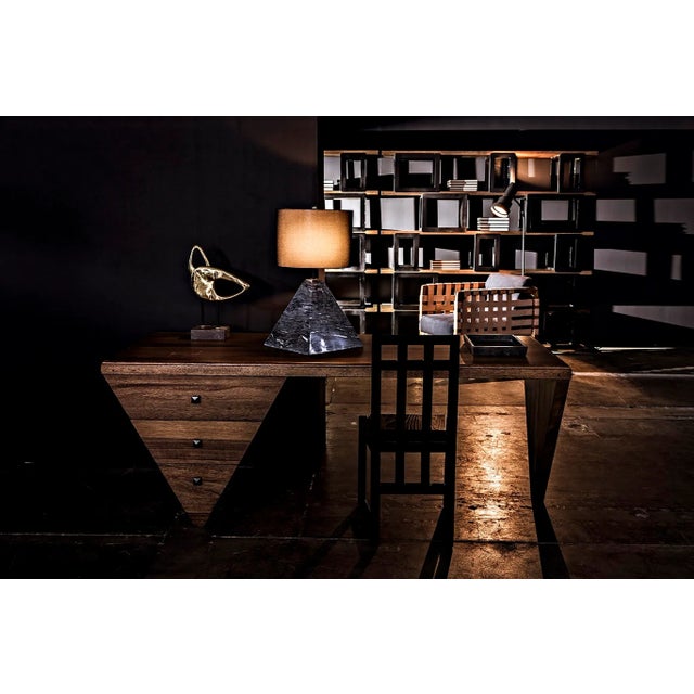 NOIR Sheba Pyramid Table Lamp with Black Shade | Chairish