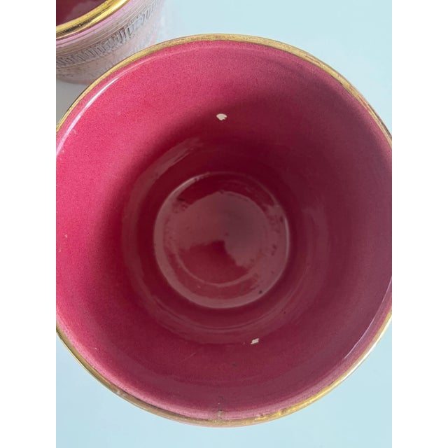 Vintage Mid Century Bitossi Small Pink and Gold Ceramic Planters - Set ...