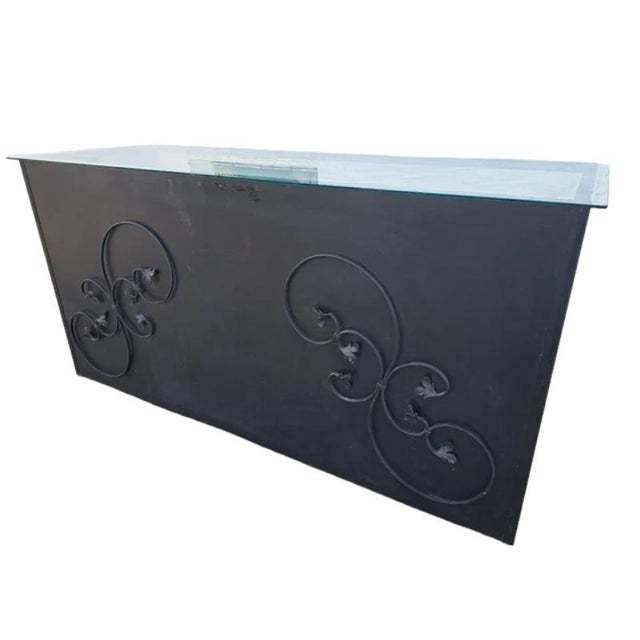 Mid-Century Modernist Metal and Crystal Reception Desk | Chairish