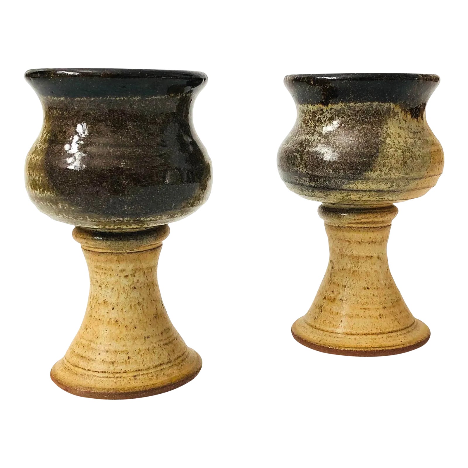 Studio Pottery Goblets - Set of 2 | Chairish