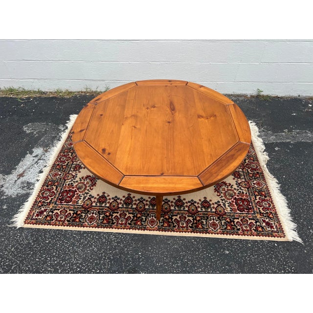 Mid-20th Century Round Pine Coffee Table | Chairish