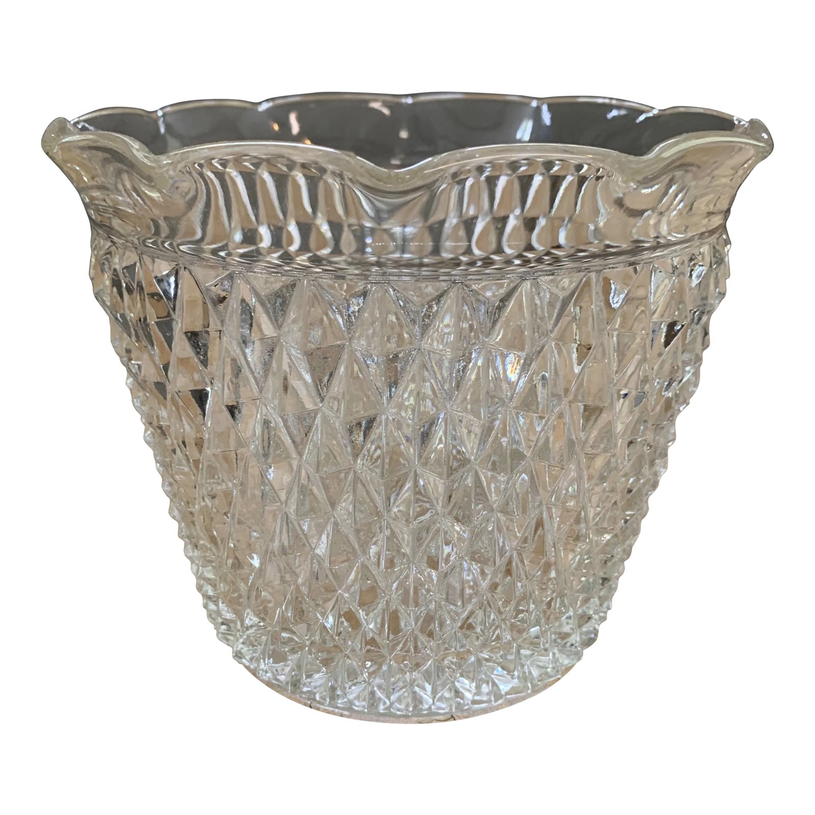 Vintage Diamond Cut Glass Ice Bucket | Chairish