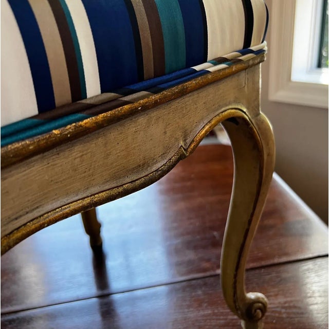Vintage Thomas De Angelis Stool in Manuel Canovas Silk Stripe Fabric ...