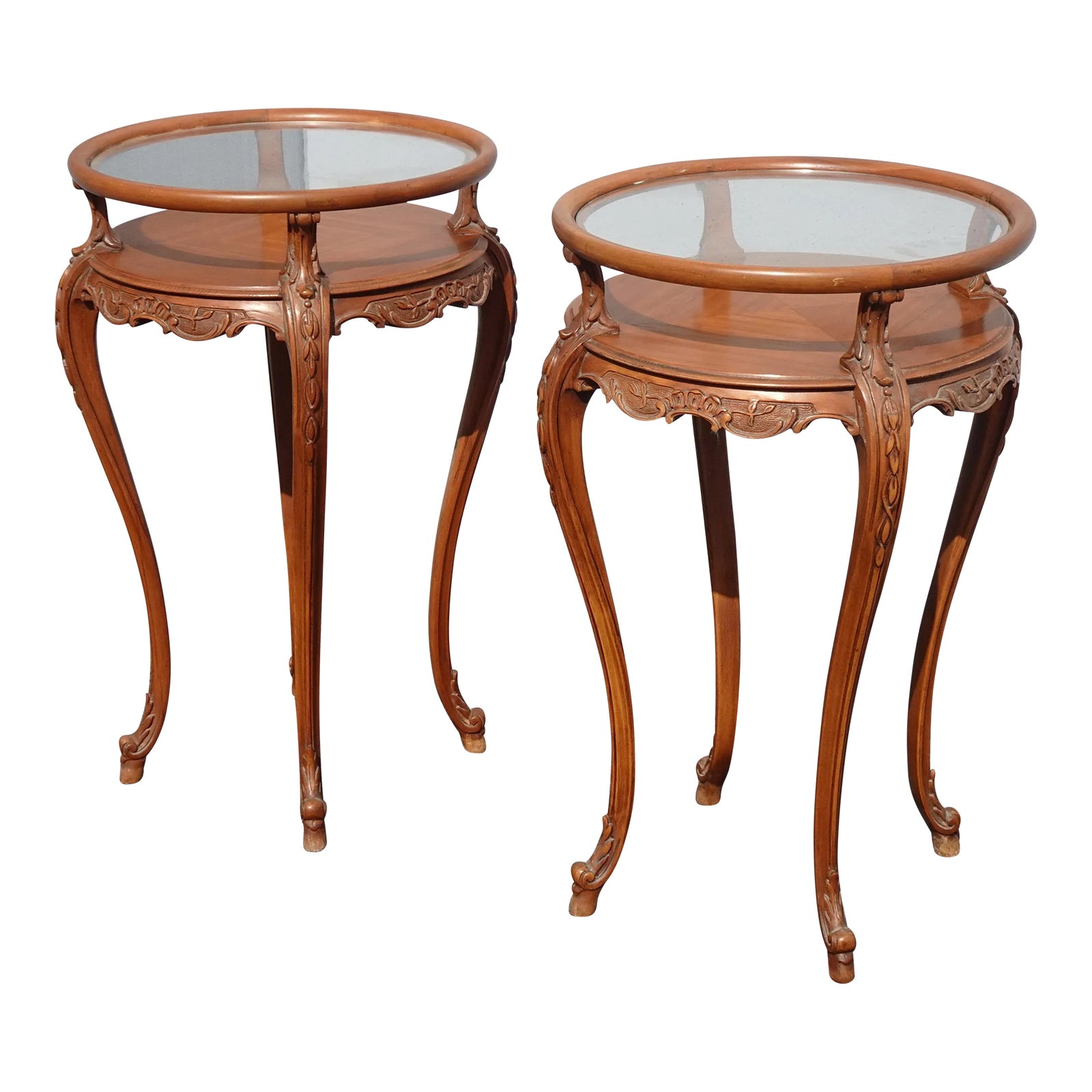 Vintage French Rococo Louis XVI Style Brown Carved Side Tables - a Pair ...