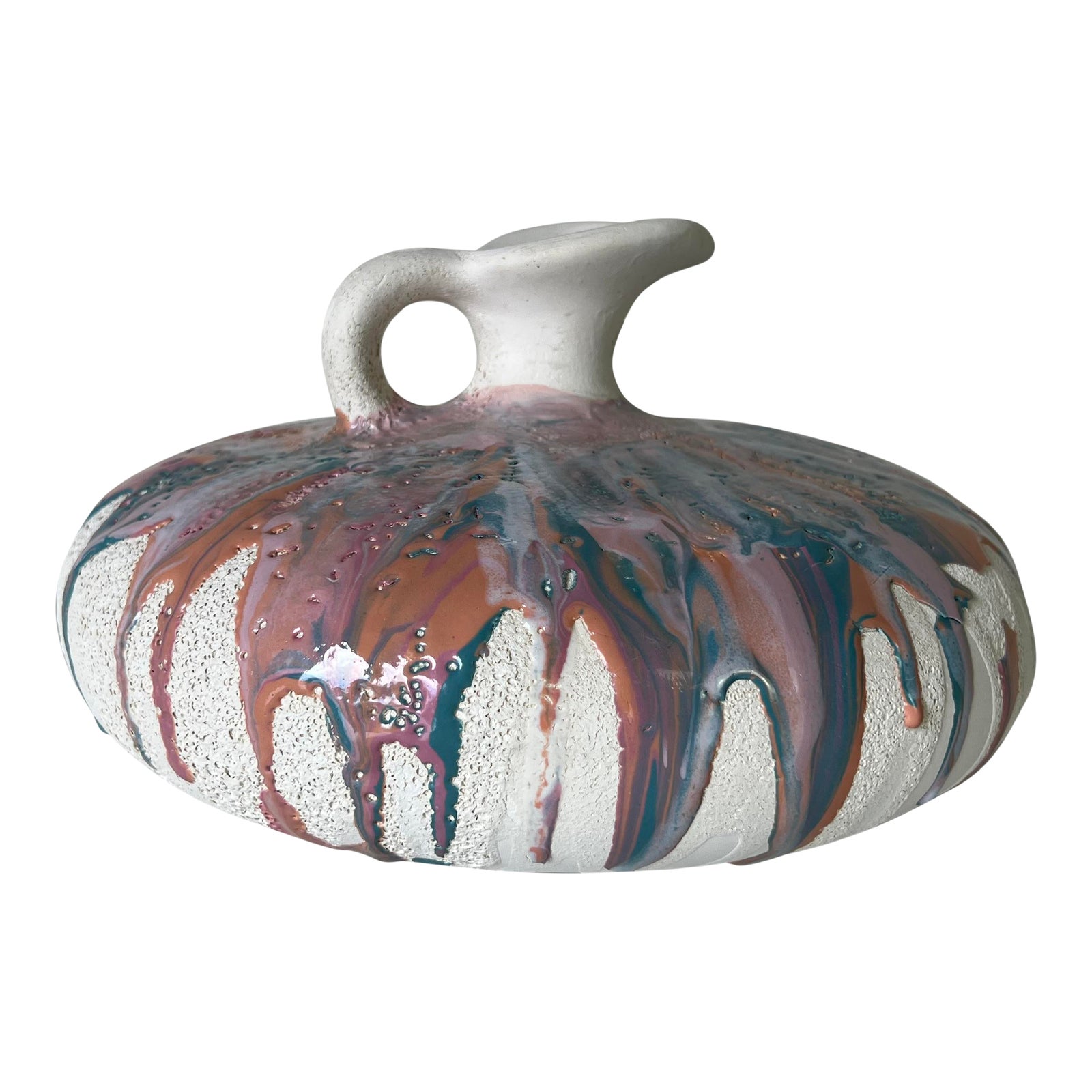 Vintage Drip Glaze Pottery Pitcher Vase | Chairish