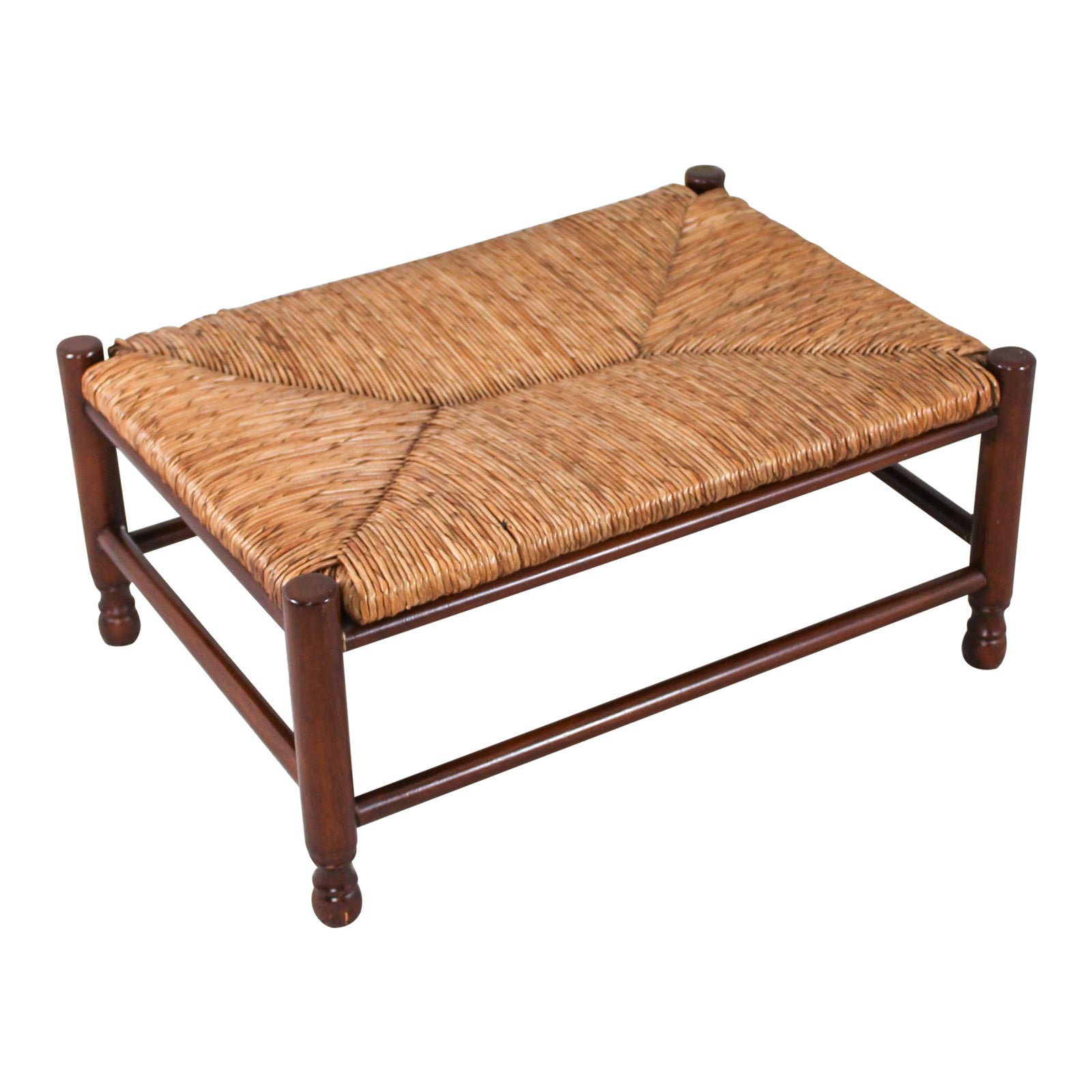 Late 20th Century French Country Style Woven Rush Seat Footstool ...