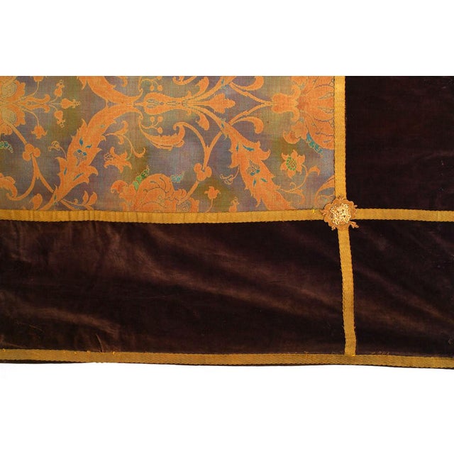 Gold and Brown Brocade Velvet Drapes | Chairish