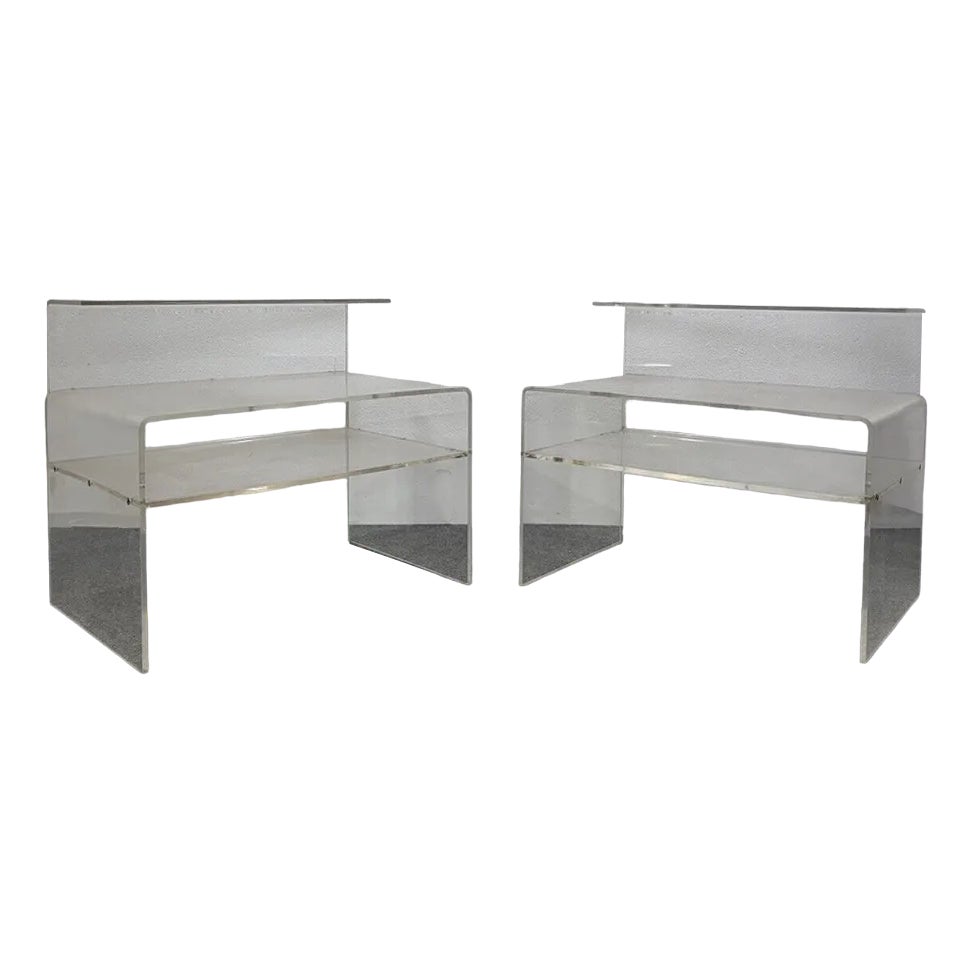 Space Age Transparent Acrylic Bedside Tables, 1970s, Set of 2 | Chairish