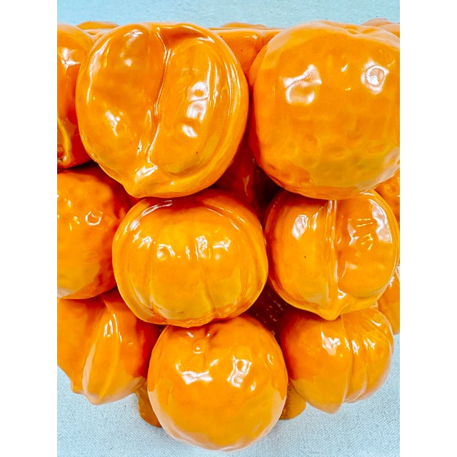 Majolica Style Small Orange Vase | Chairish