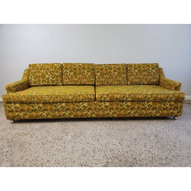 Mid Century Modern Three Cushion Sofa with Vintage Flower Power ...