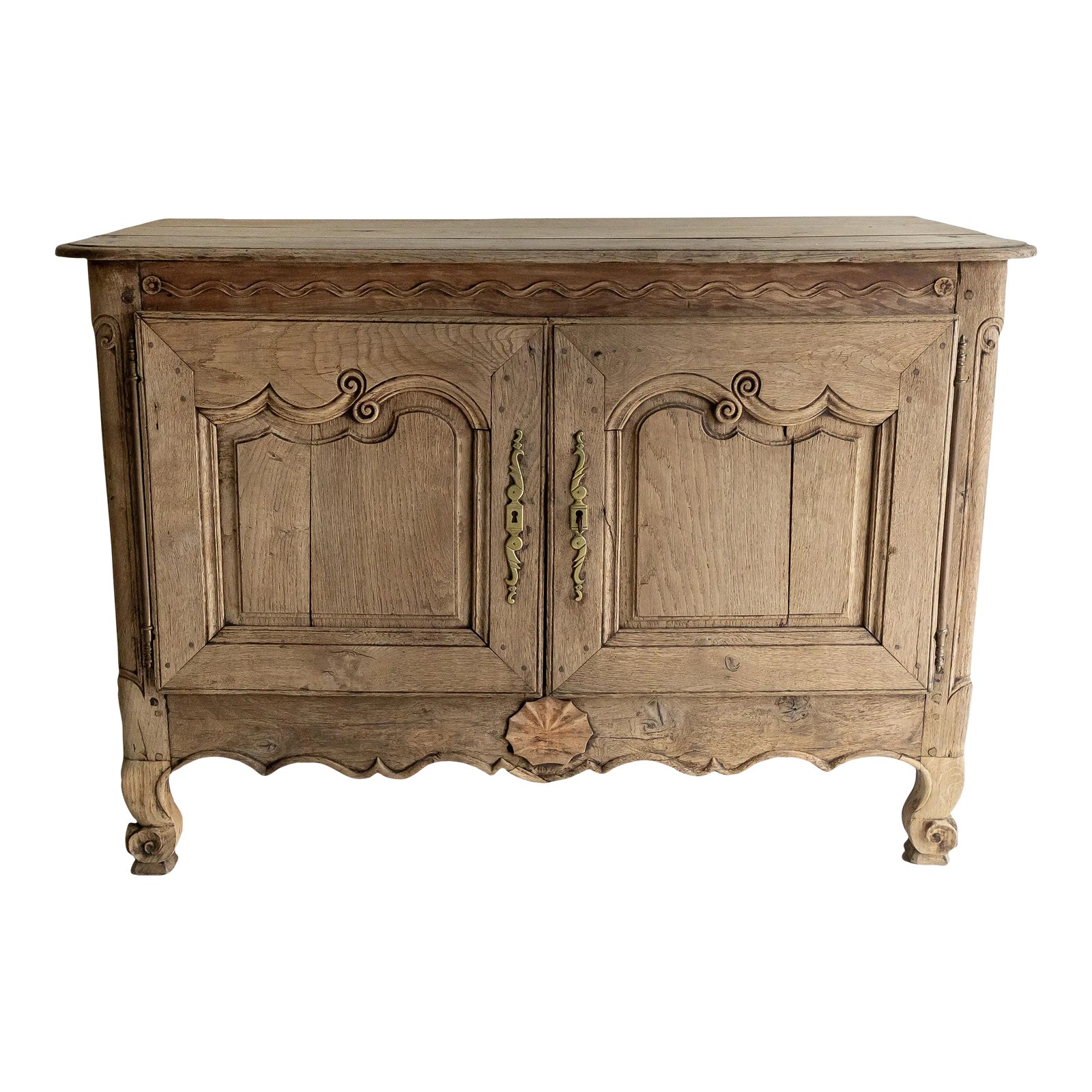 19th Century Bleached Oak Louis XV Buffet Enfilade | Chairish